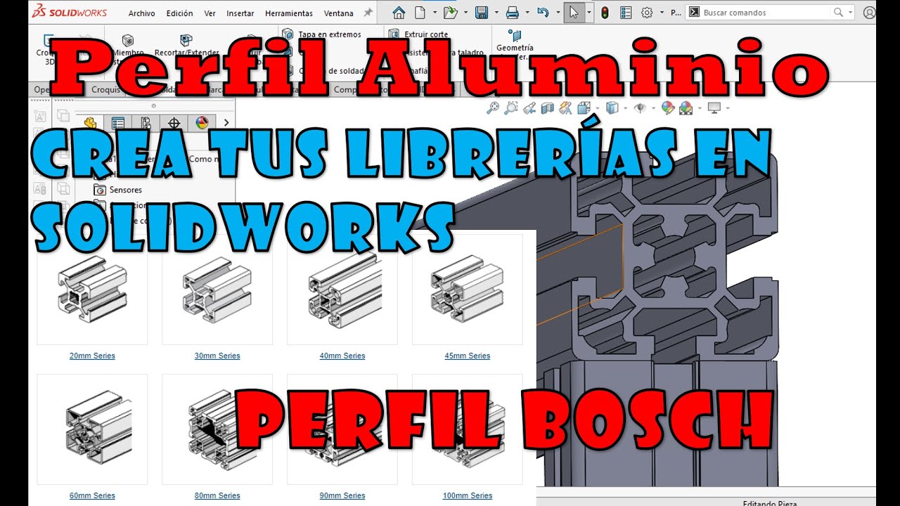 Perfil Aluminio Bosch en SolidWorks - YouTube