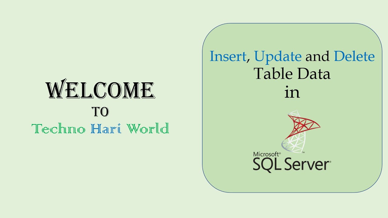 Insert Update And Delete Of Table Row In SQL Server YouTube Insert Update And Delete Of Table Row In SQL Server YouTube