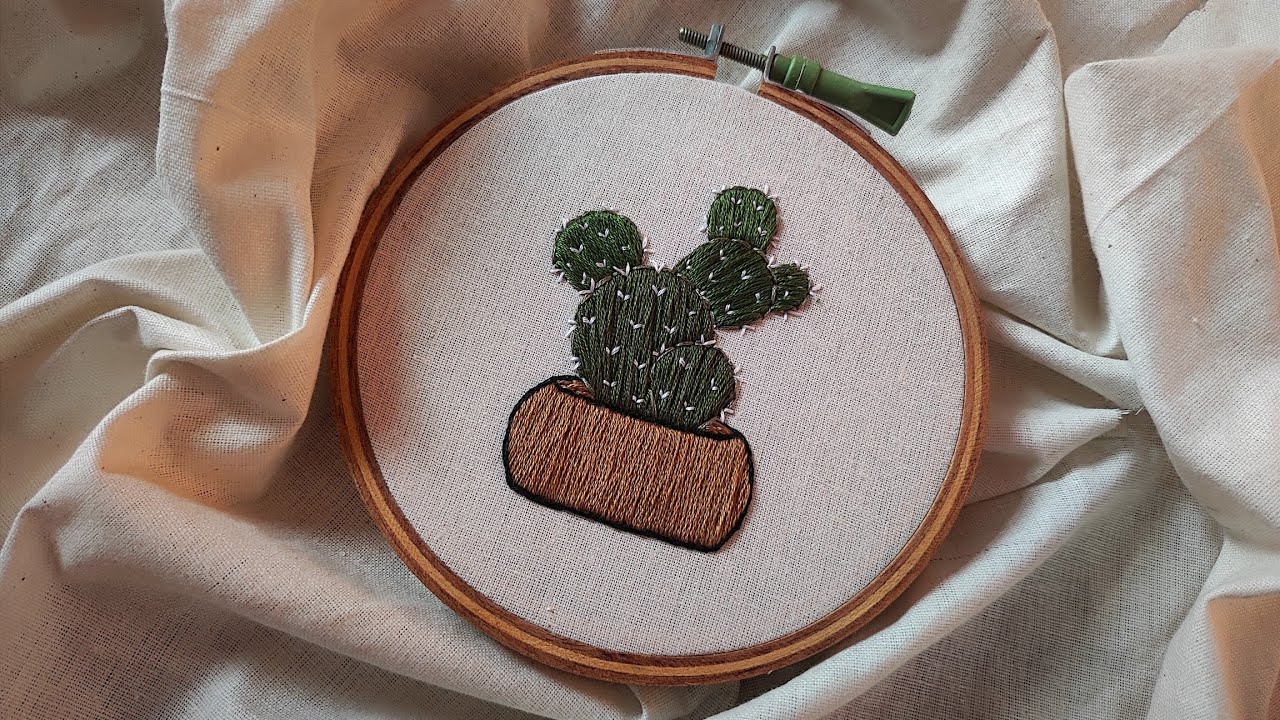 Cactus embroidery tutorial || Hand embroidery for beginners || Let's ...