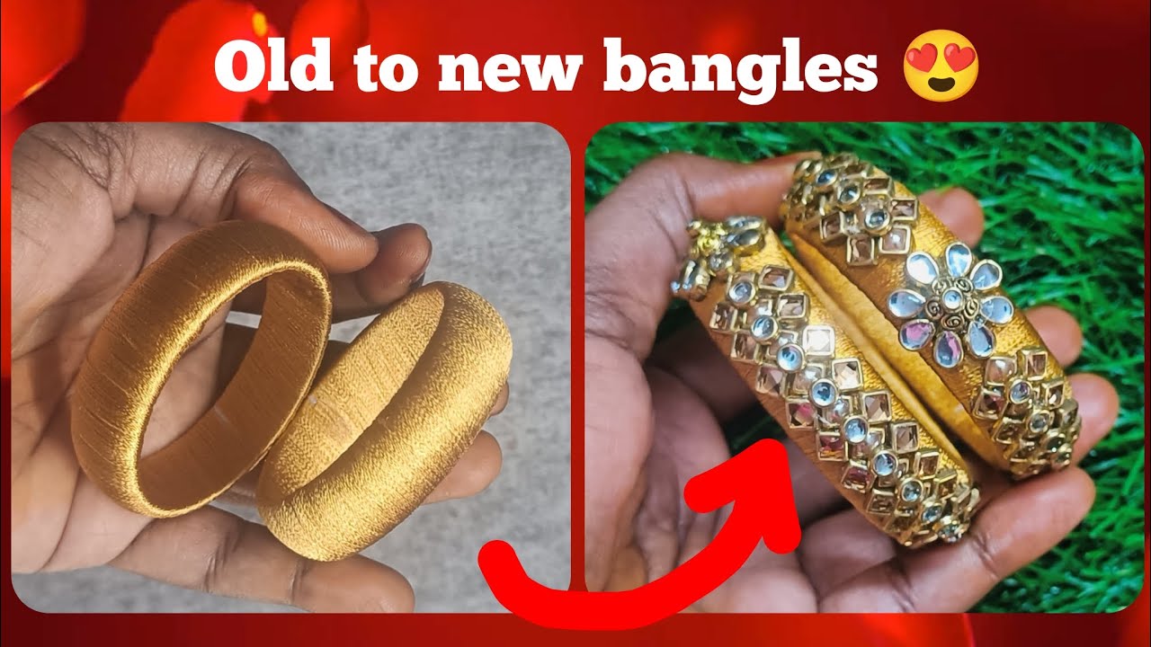 DIY 3D flower kada bangle 😍 kundan stones bangles tutorial in Tamil 😍 ...