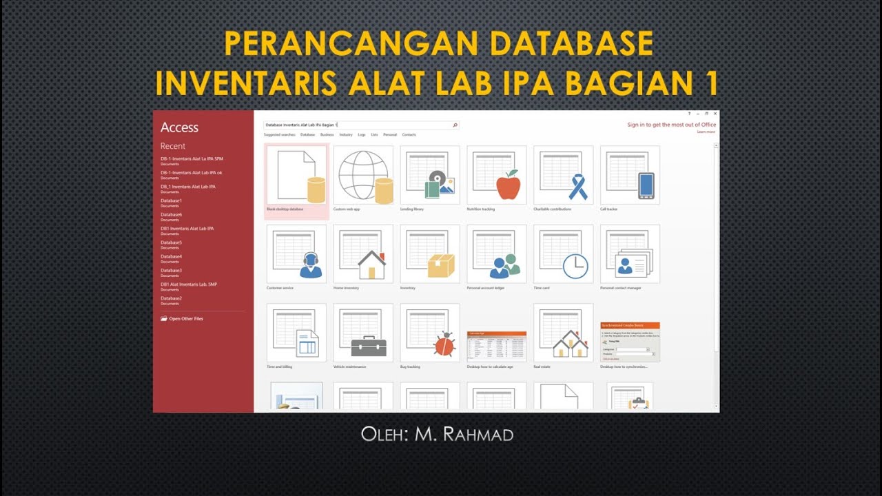 Perancangan Database Inventaris Alat Lab Bagian 1 - YouTube