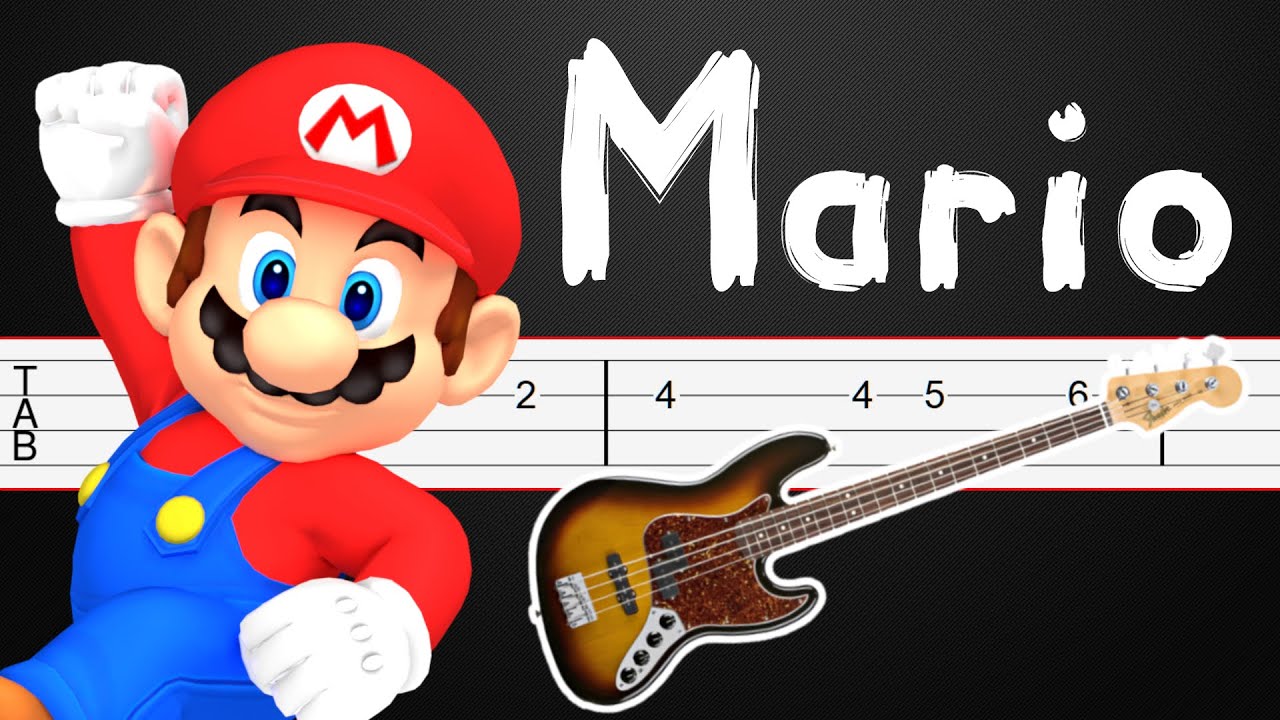Mario Theme Bass Guitar Tutorial, Bass Guitar Tabs - YouTube