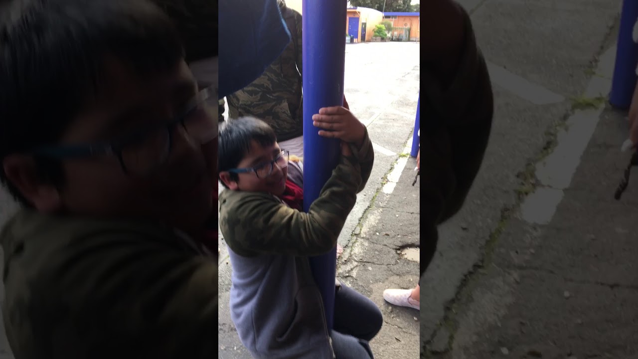 Kid gets stuck on pole shown by TikTok - YouTube