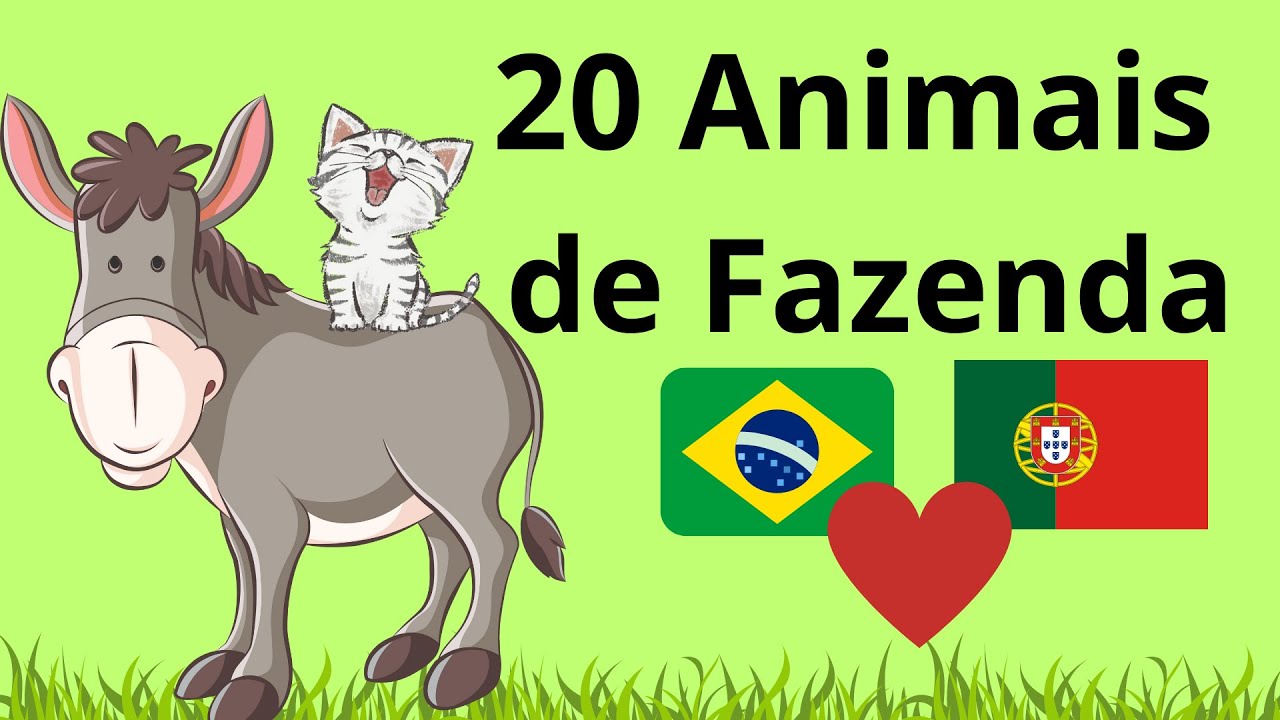 Animais de Fazenda. Em Português. Learn Portuguese. Beginners. Νiños ...