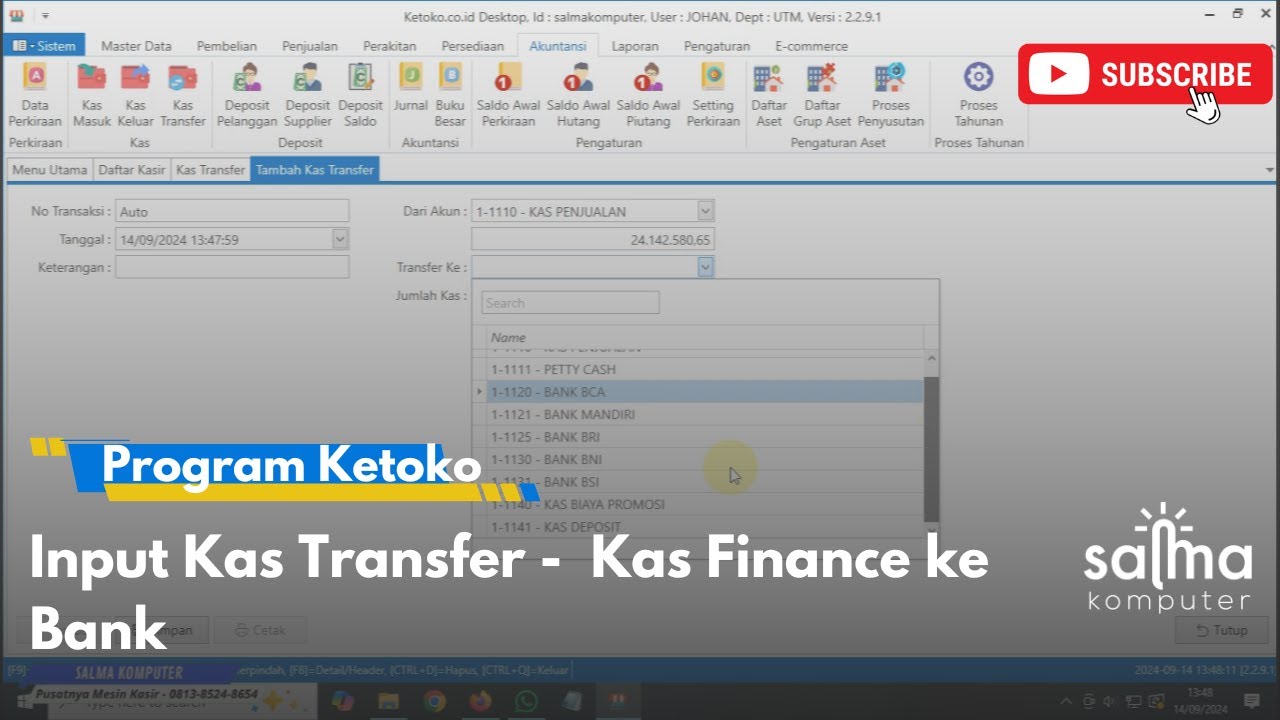 48 - Input Kas Transfer - Kas Finance Ke Bank - YouTube
