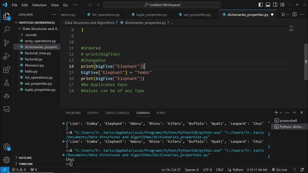 Dictionary Properties in Python - YouTube