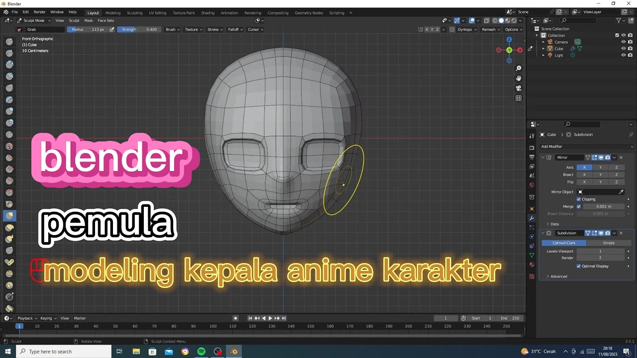 blender animation / modeling kepala anime pemula - YouTube