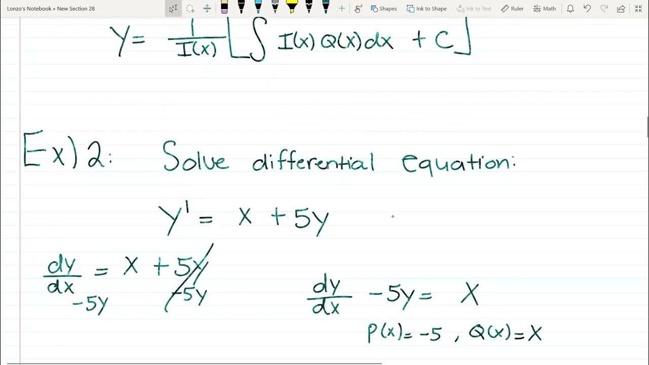 Calculus 2: Linear Differential Equation - YouTube