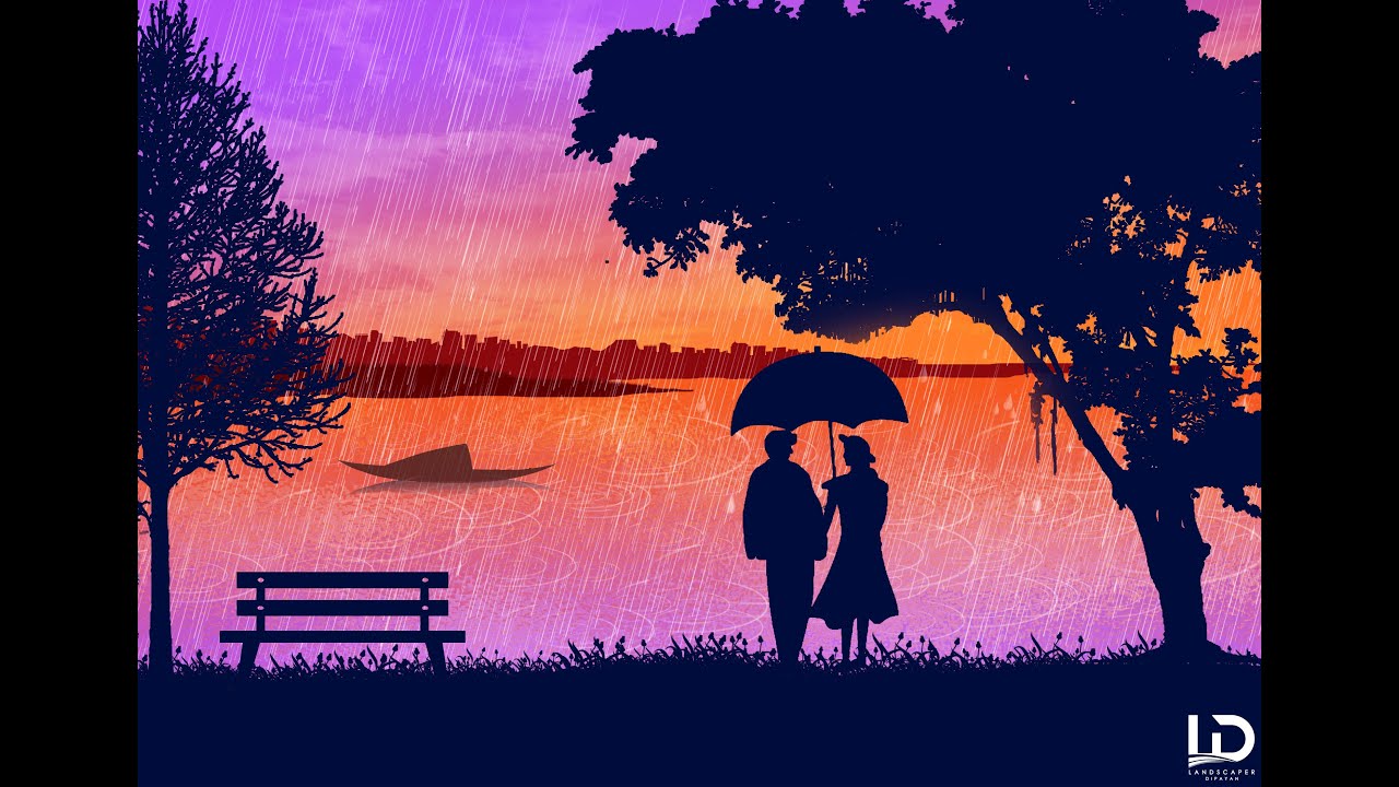 2d landscape drawing in photoshop. - YouTube