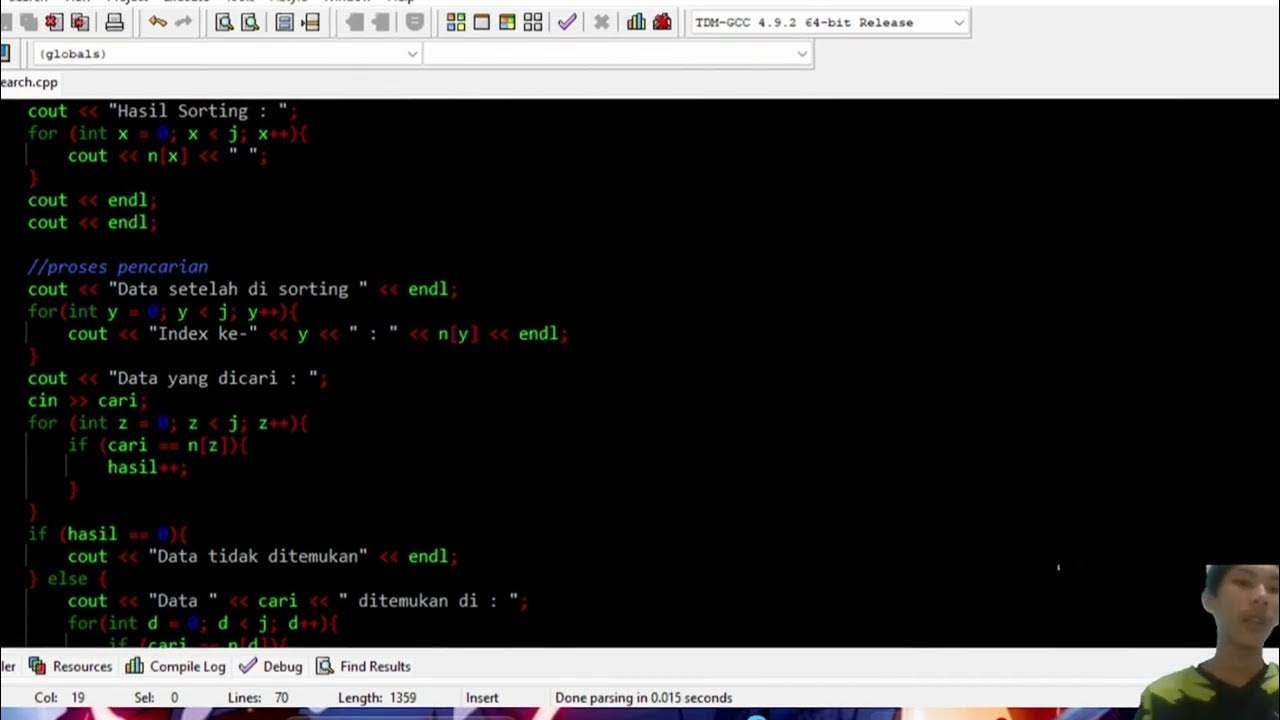 Tugas UAS DAA || Membuat Sorting & Searching dengan C++ - YouTube