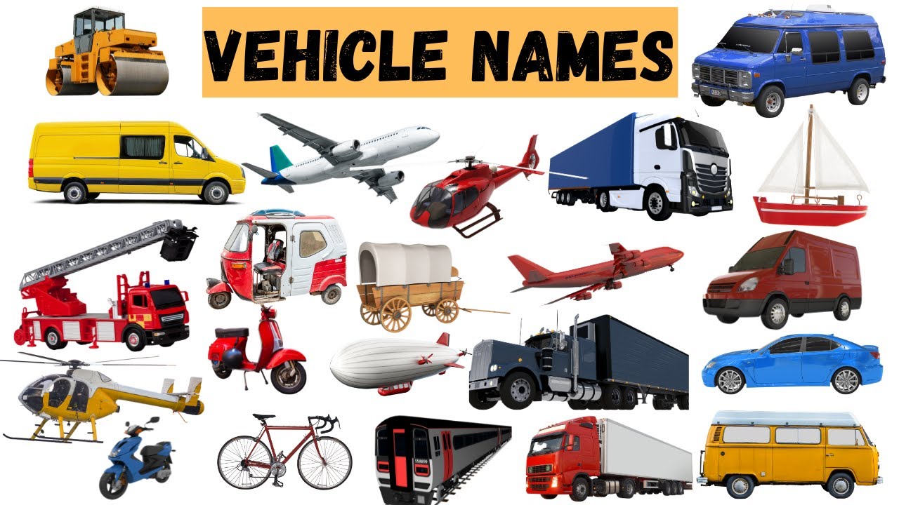 Vehicle Names | Learn 50 Vehicle Names in English with sounds ...