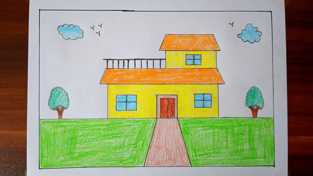 House Drawing | Building Drawing | Pencil Drawing | House Drawing Step ...