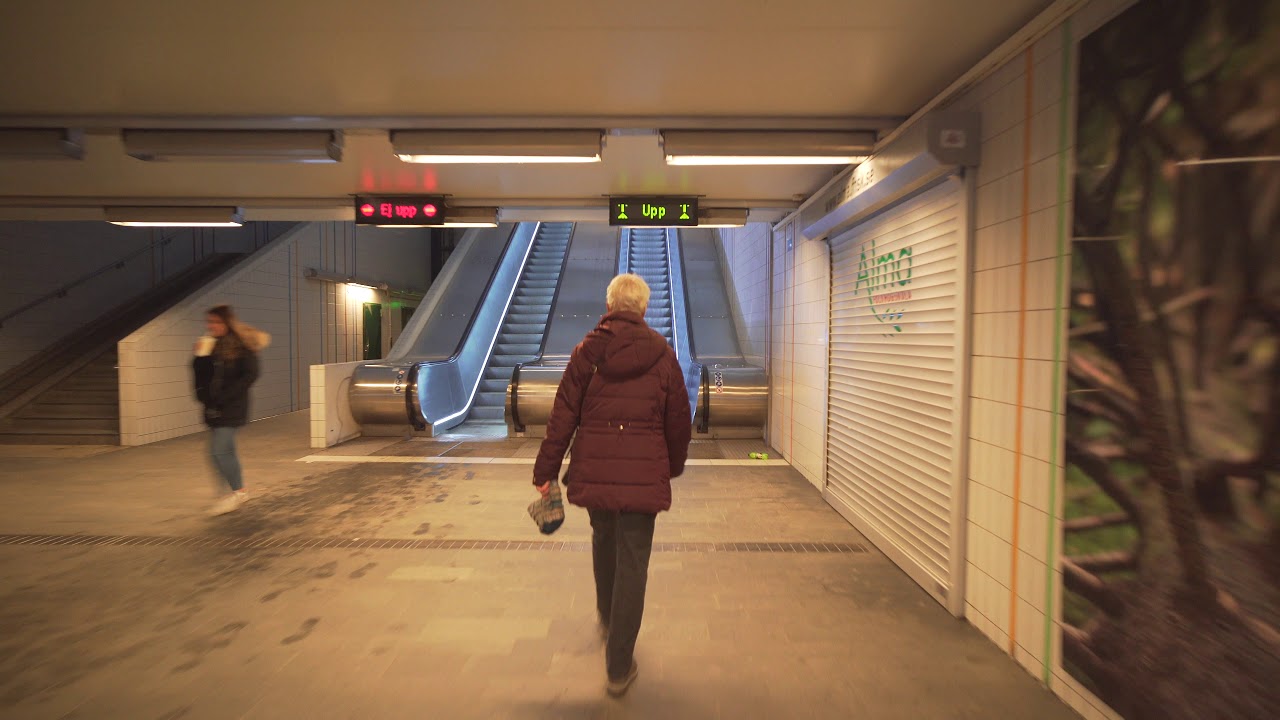 Sweden, Stockholm, Handen train station + Haninge Centrum, 3X escalator ...