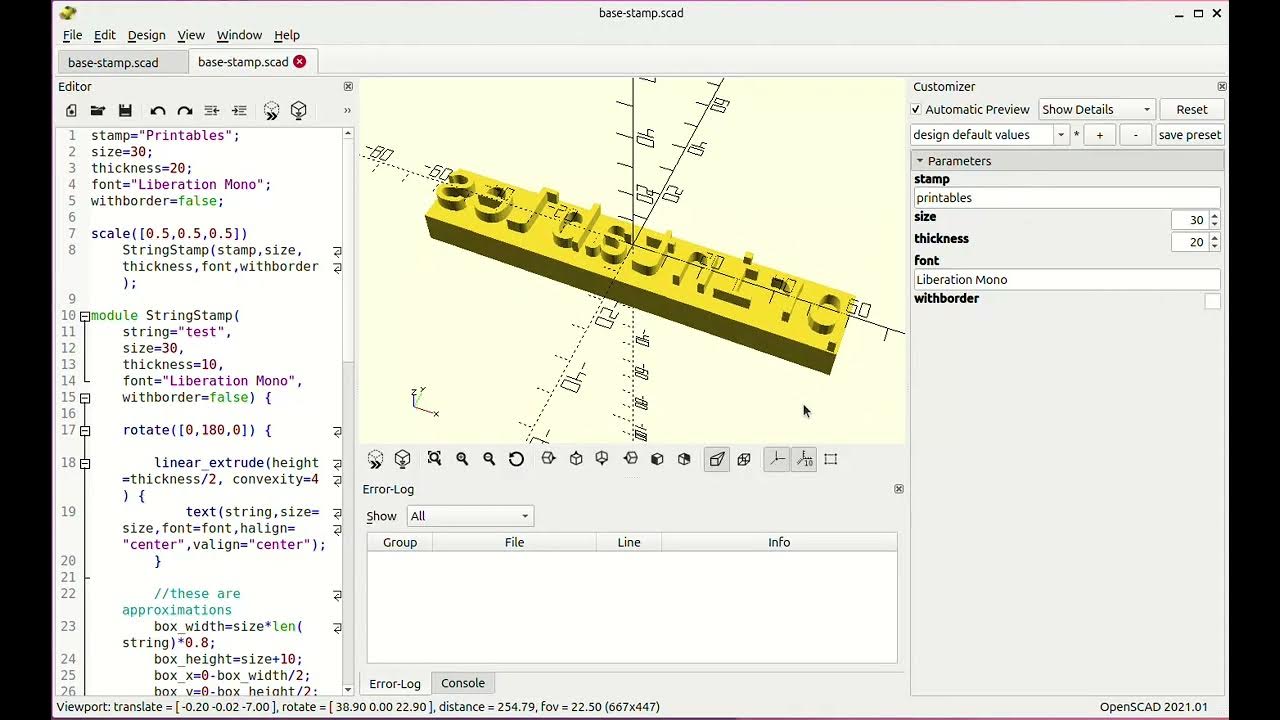 Using Text2Stamp on OpenScad to create custom stamps - YouTube