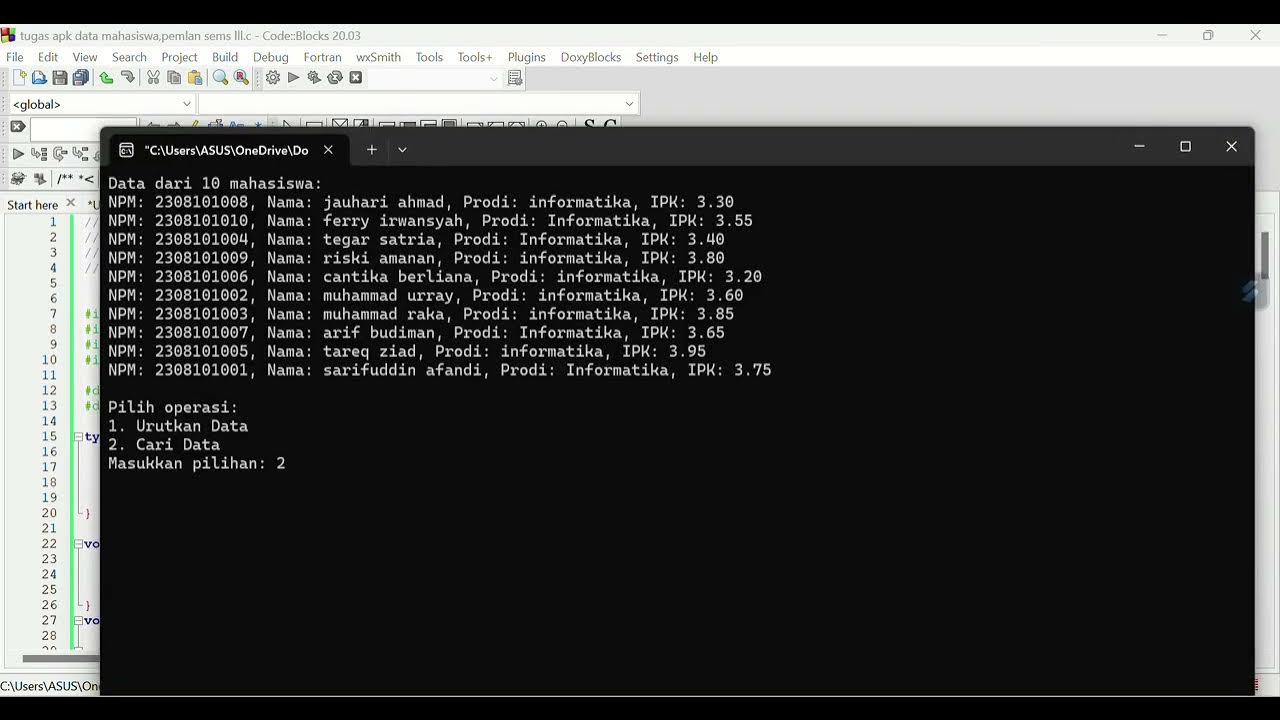 implementasi squentiql,marge,binary,pada data mahasiswa (pemrogrmana lanjut) - YouTube