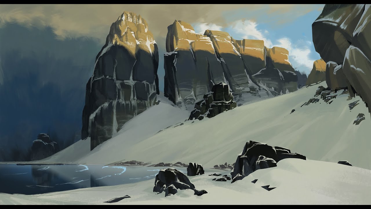 Digital Painting-Snow mountain copying - YouTube