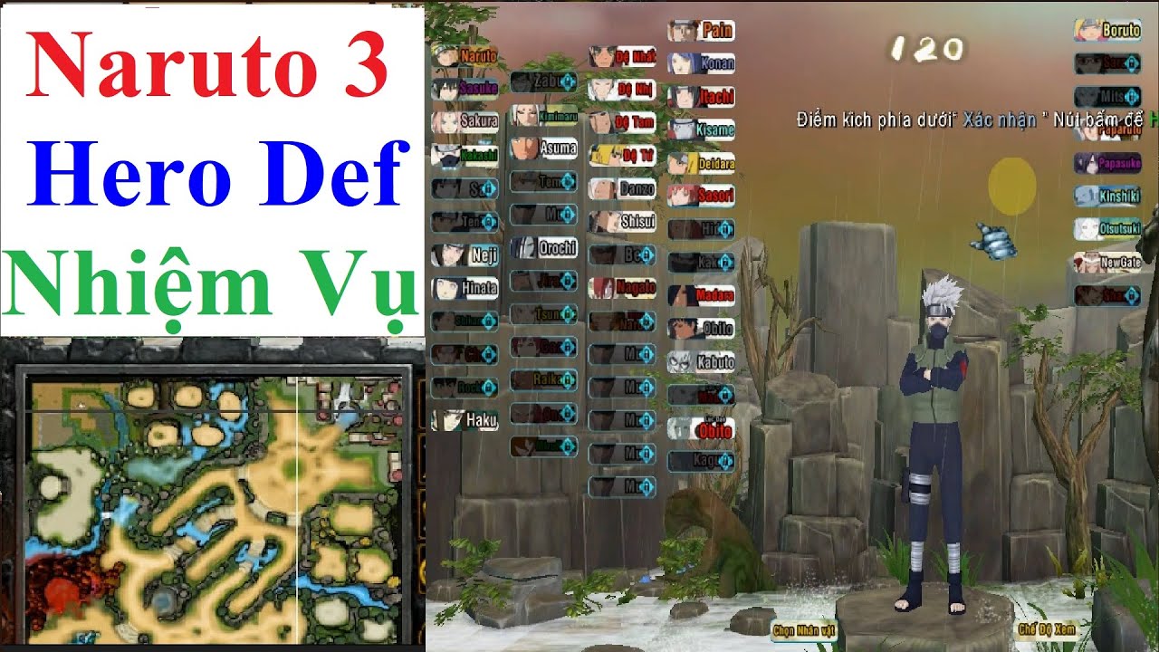WAR3 - 629 | Naruto 3 - Kỹ năng tự chọn - Phòng Thủ | Hero Defense ...