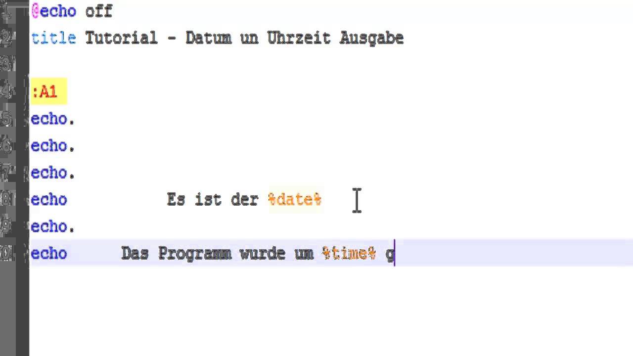 Tutorial - Batch Aktuelles Datum und Zeit ausgeben [HD] - YouTube