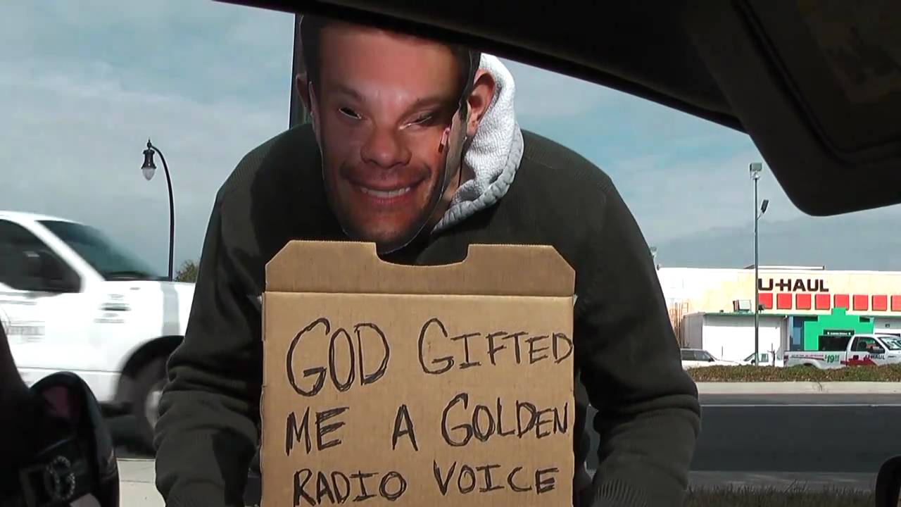 Homeless Man With Golden Radio Voice Spoof - YouTube