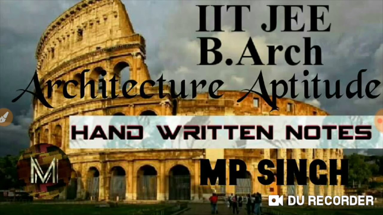 IIT JEE B.ARCH ARCHITECTURE APTITUDE QUESTIONS - YouTube