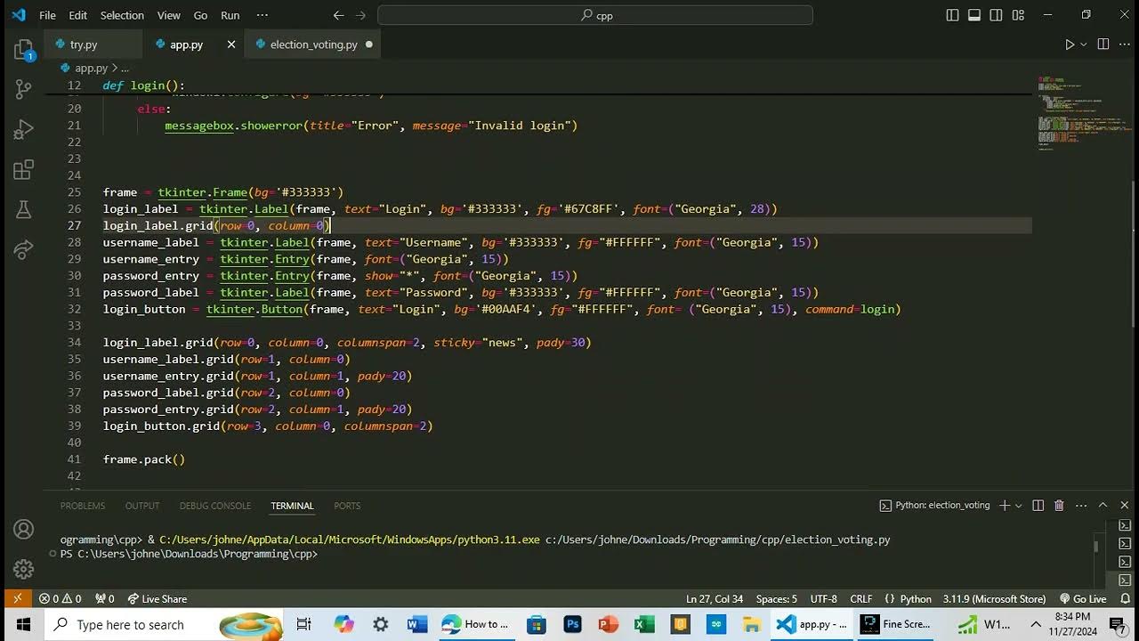 Tkinter Login Form (Without SQL) - YouTube
