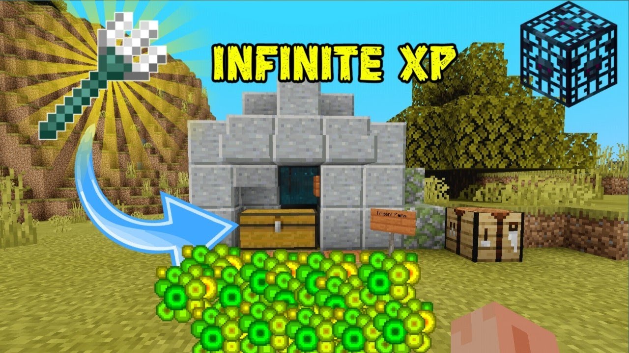Trident Farm with XP🔥 || Drowned XP farm || Minecraft Pocket edition ...