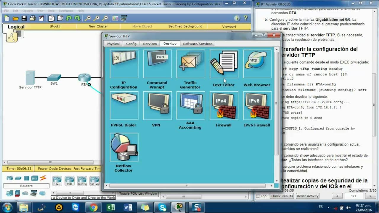 Maira Zambrano-Laboratorio Cisco CCNA_1: 11.4.2.5 Packet Tracer Backing Up Configuration Files ...