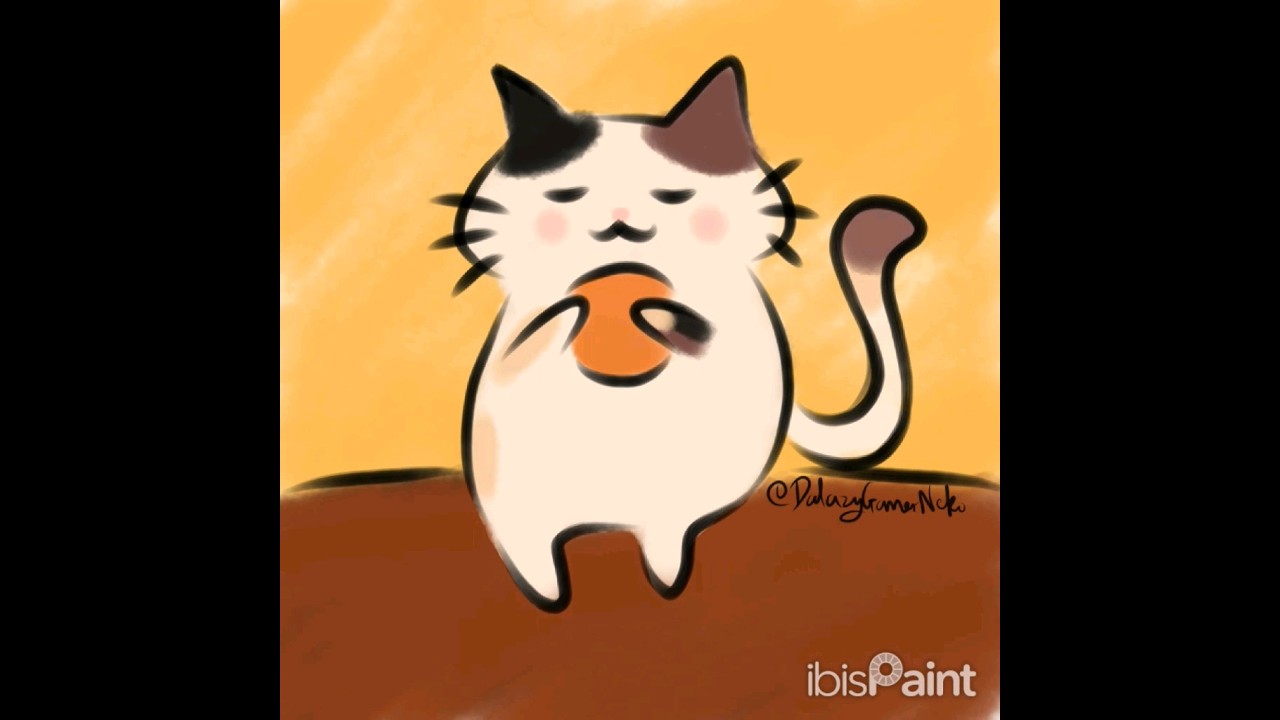 Cat Doodling 127: Cinnabon the Calico Cat holding an orange thing - YouTube