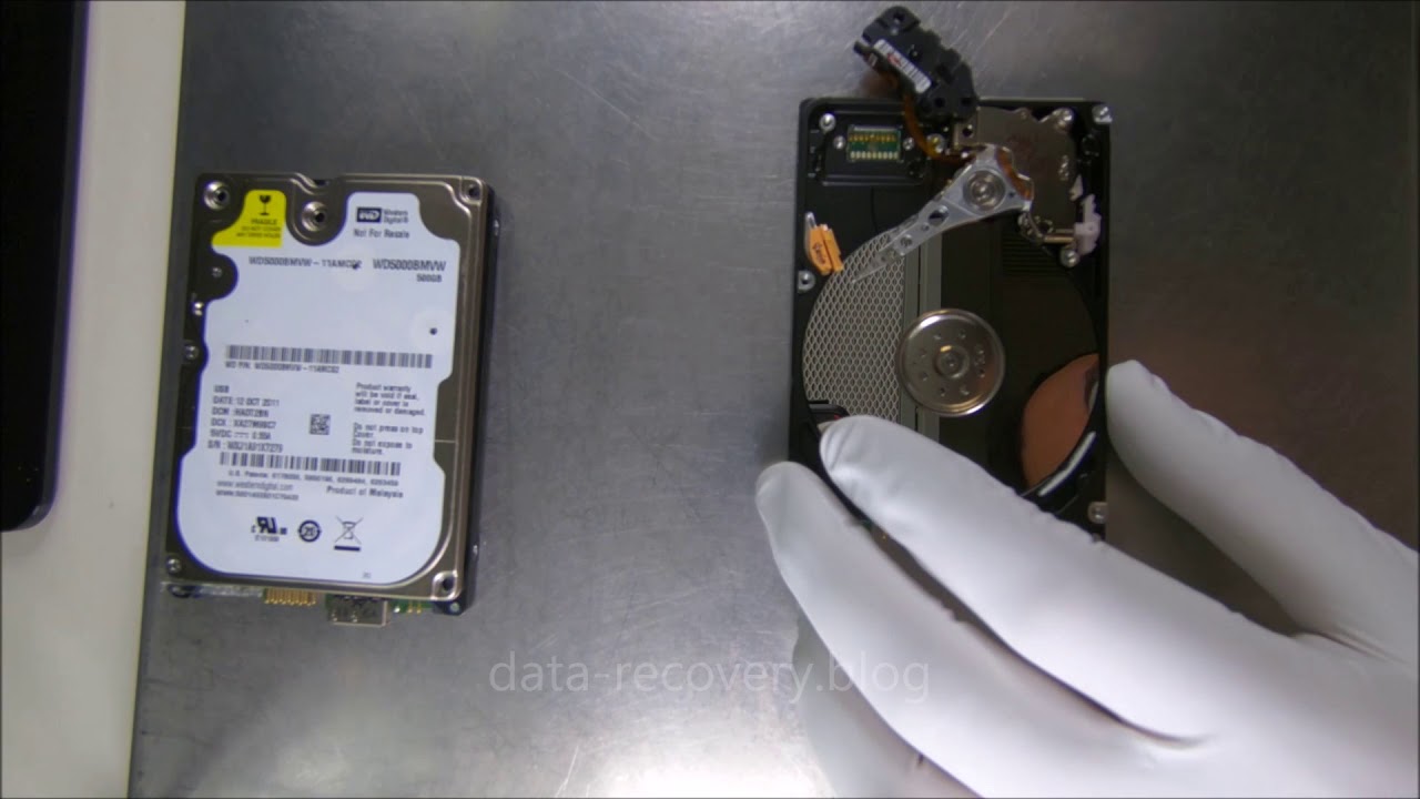 WESTERN DIGITAL WD5000BMVW DATA RECOVERY HEAD SWAP - YouTube