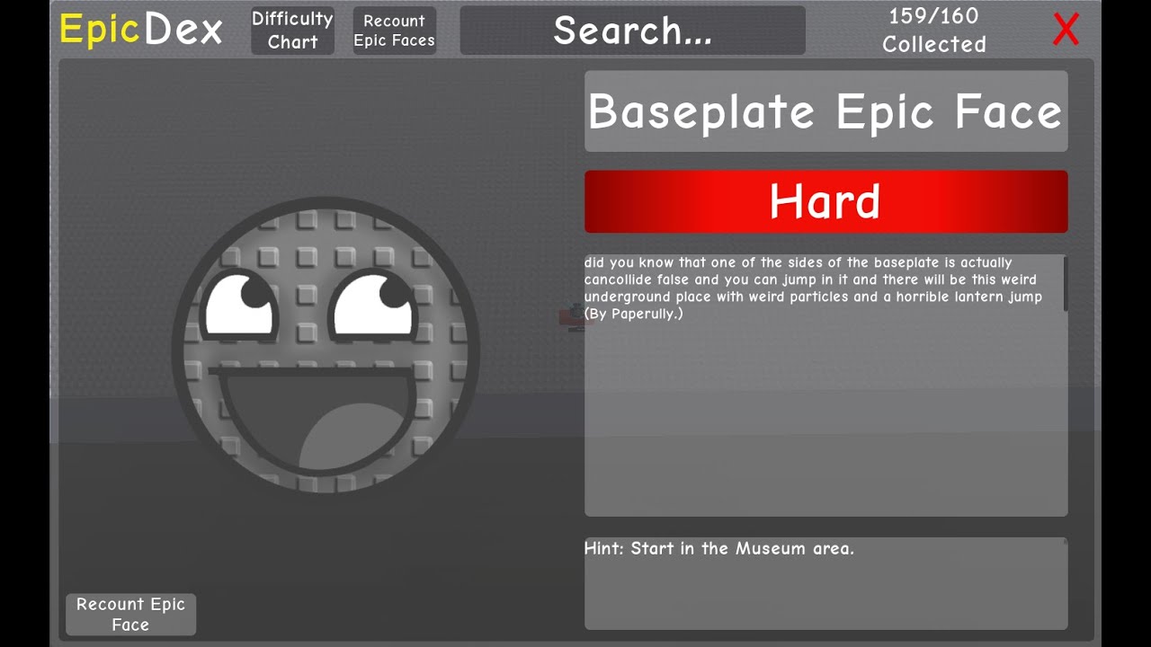 How to get Baseplate Epic Face in Find the Epic Faces - YouTube
