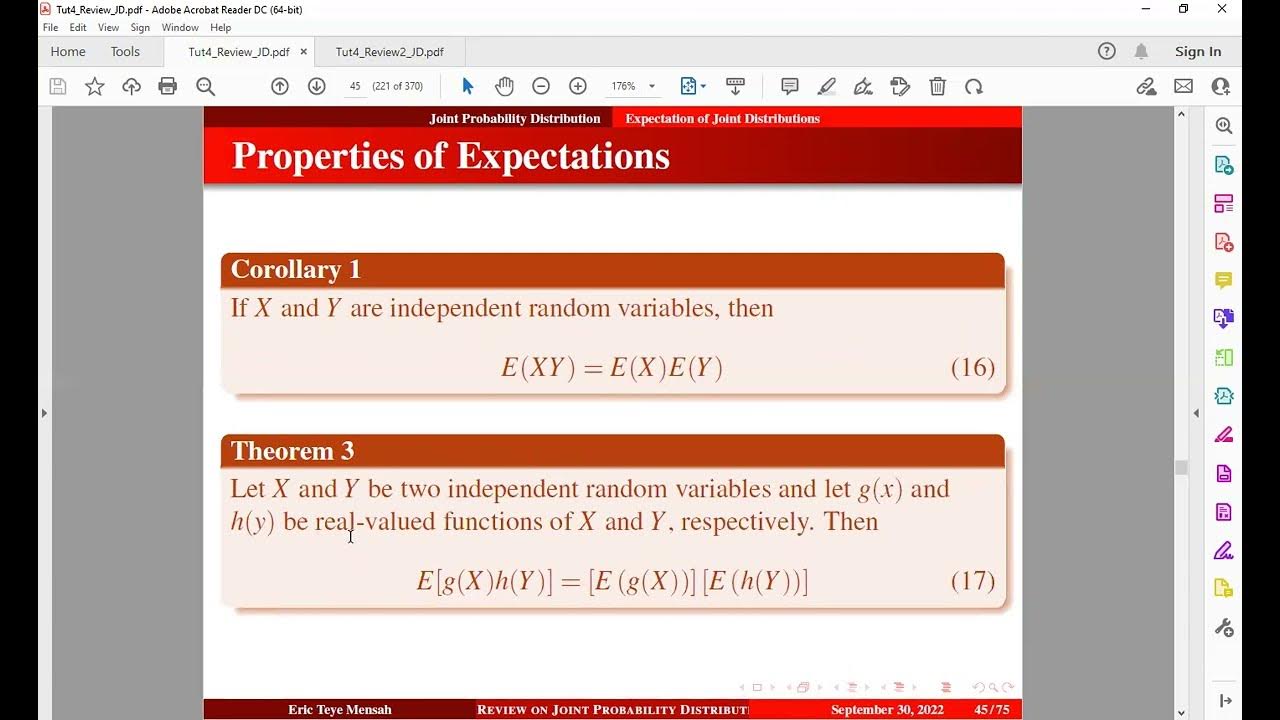 Expectation of Joint Probability Distributions With Solved Examples & Exercise || Tutorial 4 (E ...