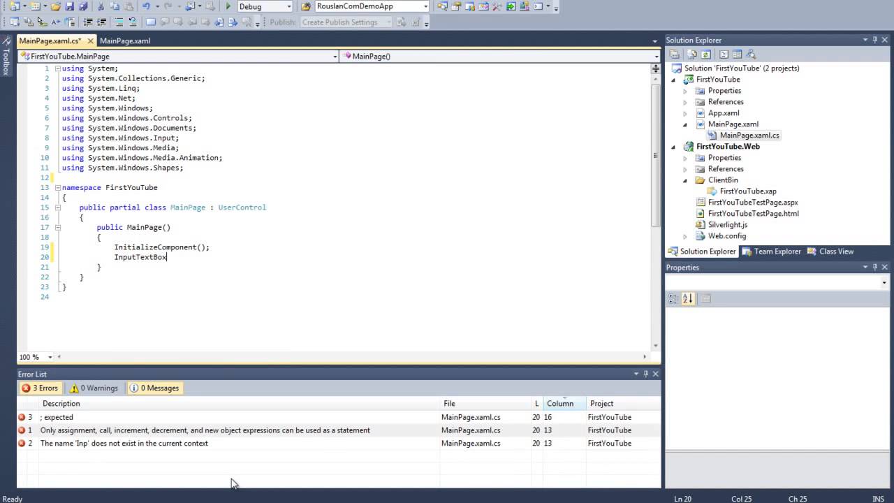 Silverlight 4 Tutorial 1 Basics Part 2 Youtube