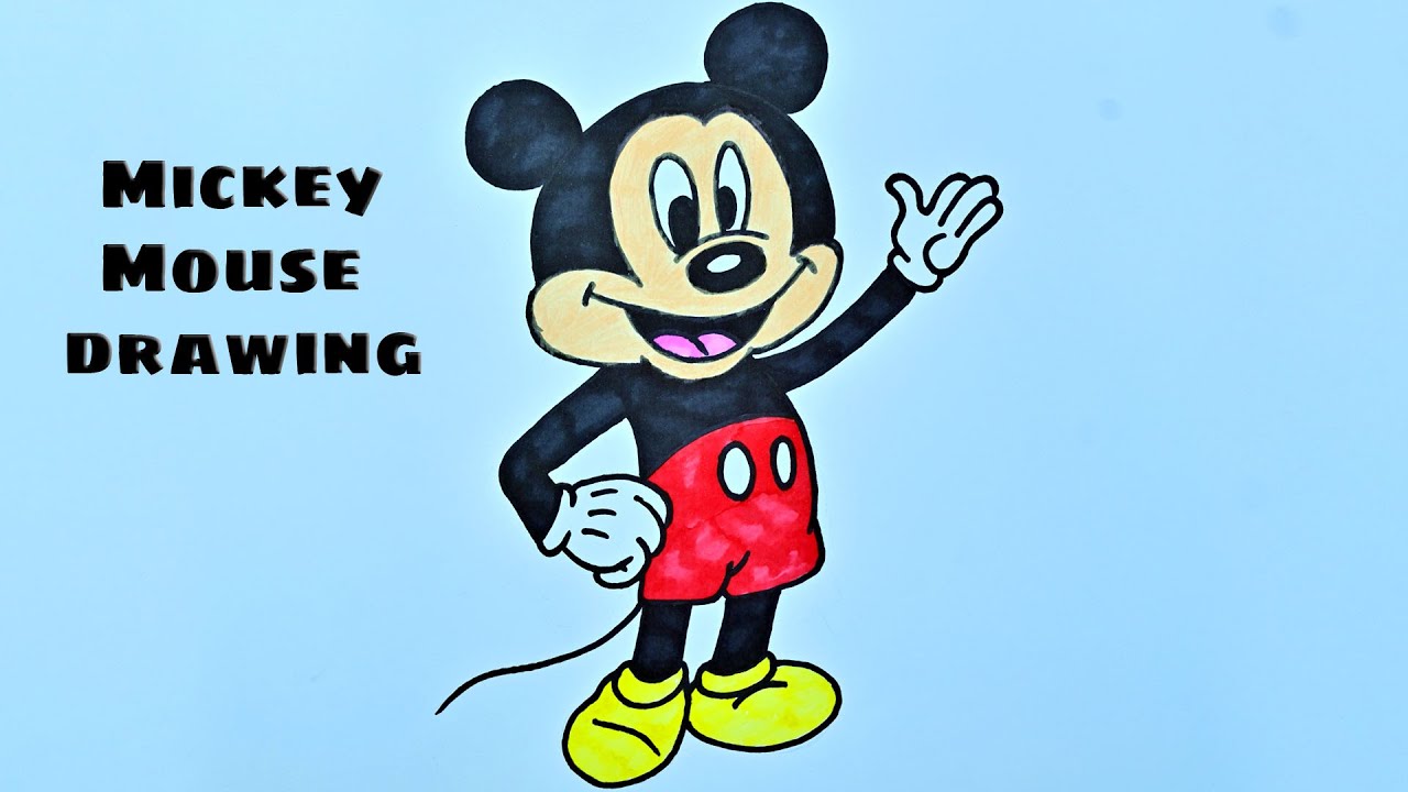 How to draw Mickey Mouse | An easy Mickey Mouse drawing - YouTube