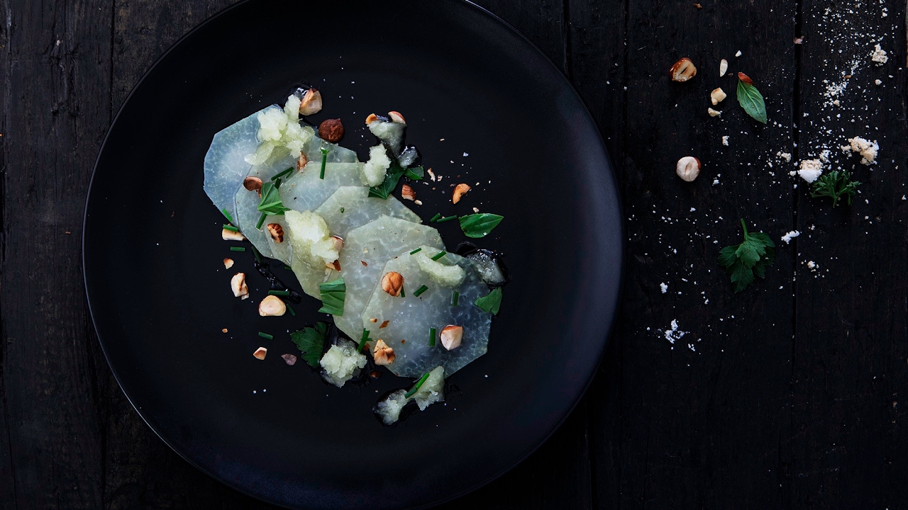 Recette: granité aux herbes sur chou-rave mariné en croûte de sel et ...