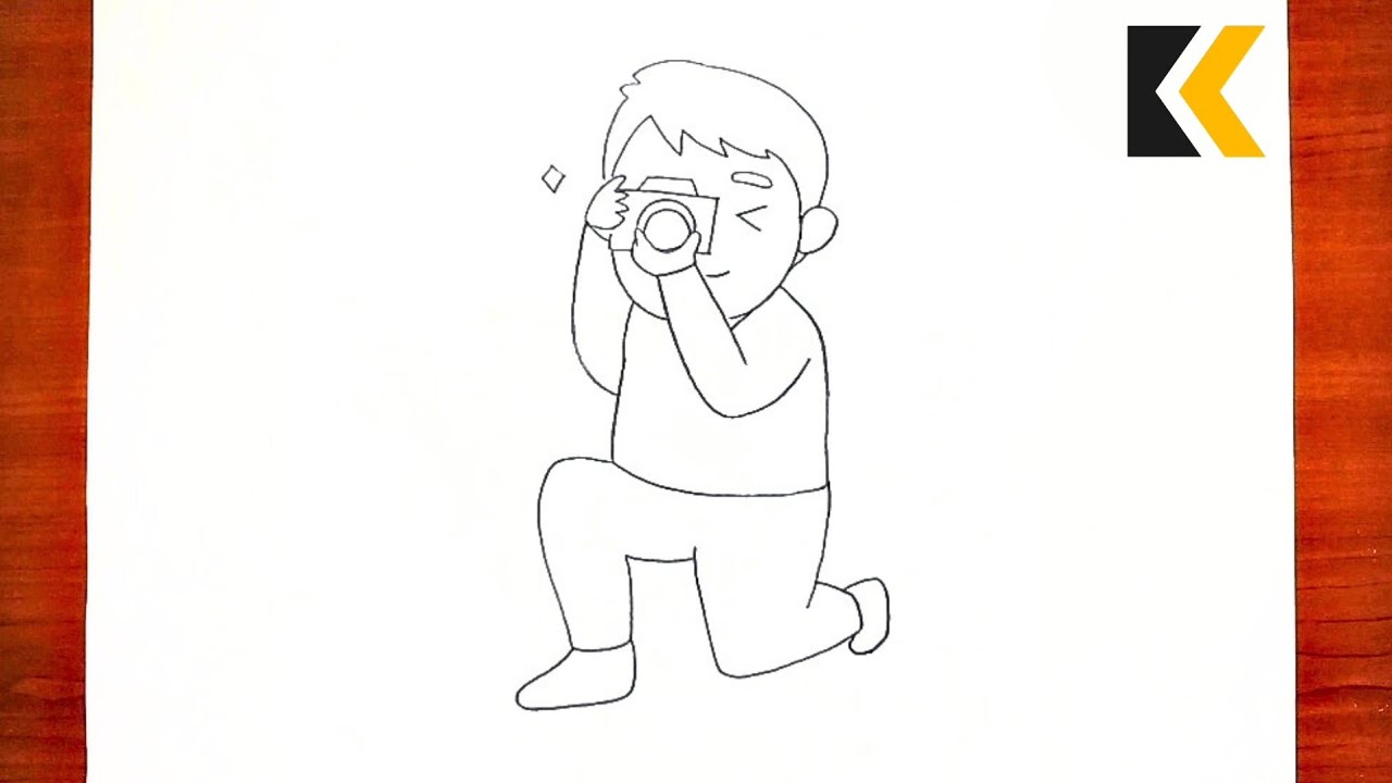 How To Draw A Photographer | Draw Professions Easily - YouTube