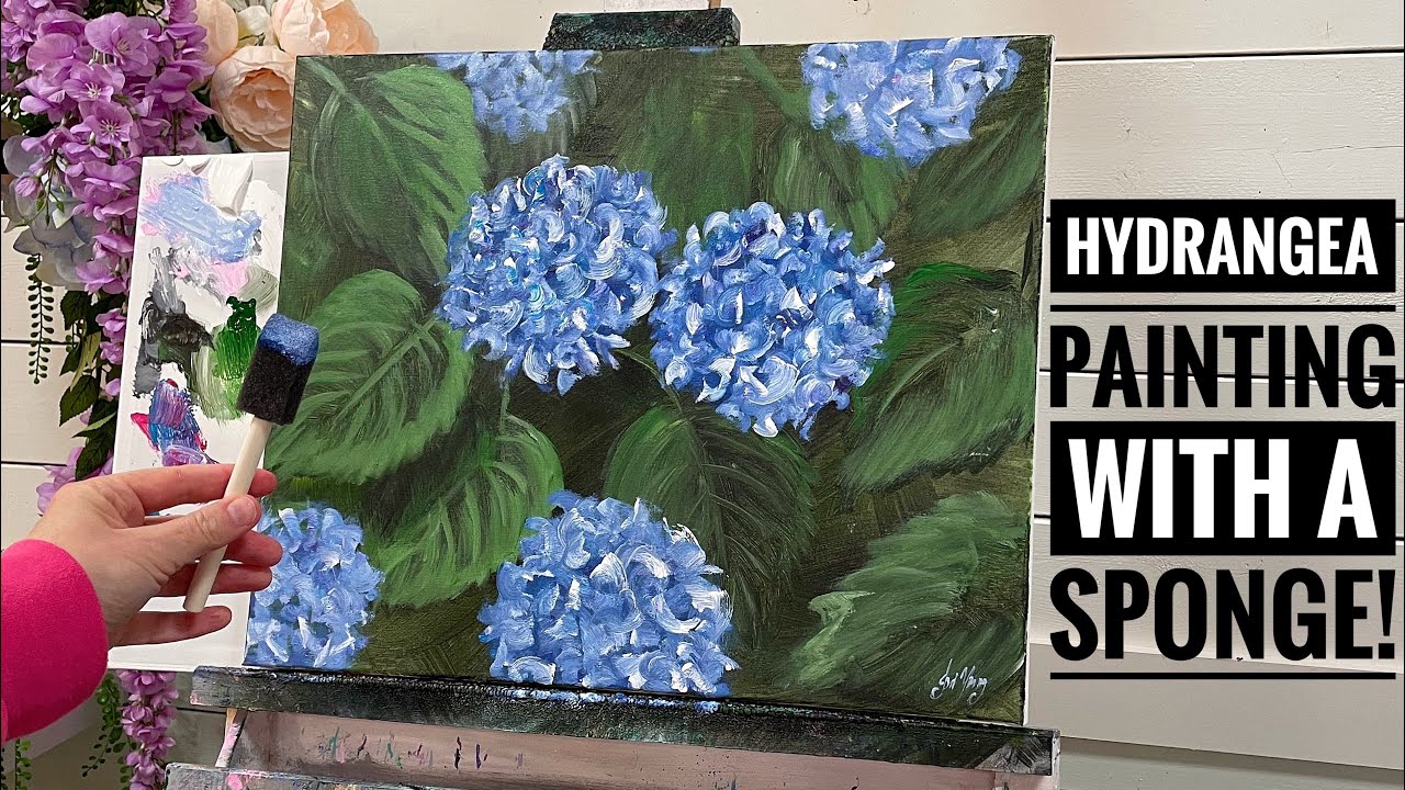 EASY How To Paint With A SPONGE! Real Time!Step by step in Acrylic 🖌 ...