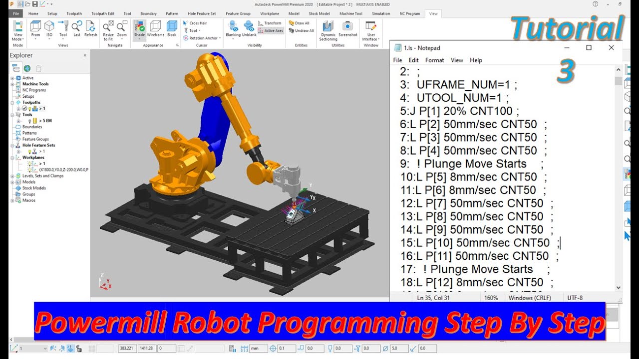 Autodesk power mill robot drilling toolpath programming tutorial in ...