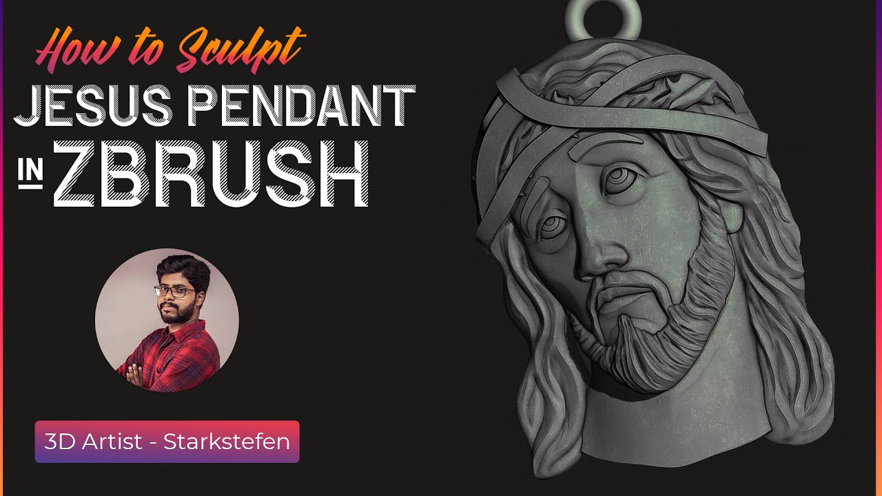ZBRUSH JEWELLERY DESIGN HOW TO SCULPT *JESUS PENDANT* step by step ...