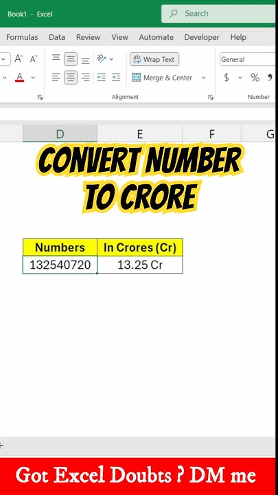 Convert Number into Crores In Excel #exceltutorial - YouTube