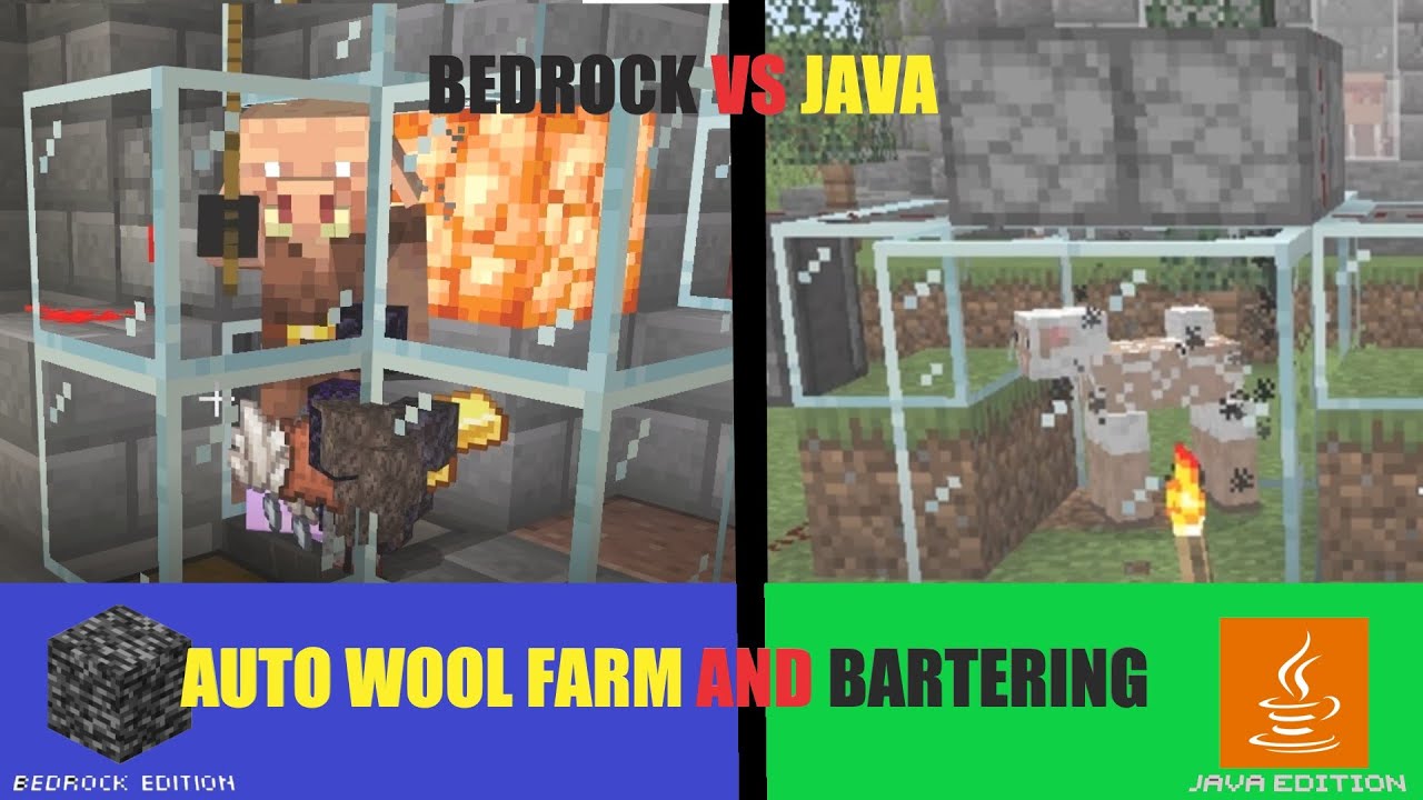 Auto Wool Farm And Bartering Minecraft Bedrock vs Java pt12 - YouTube