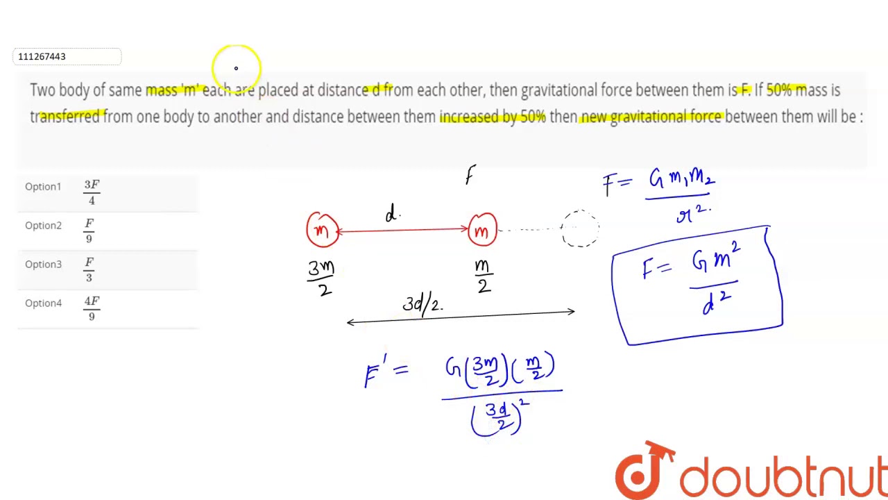 Two body of same mass 'm' each are placed at distance d from each other ...