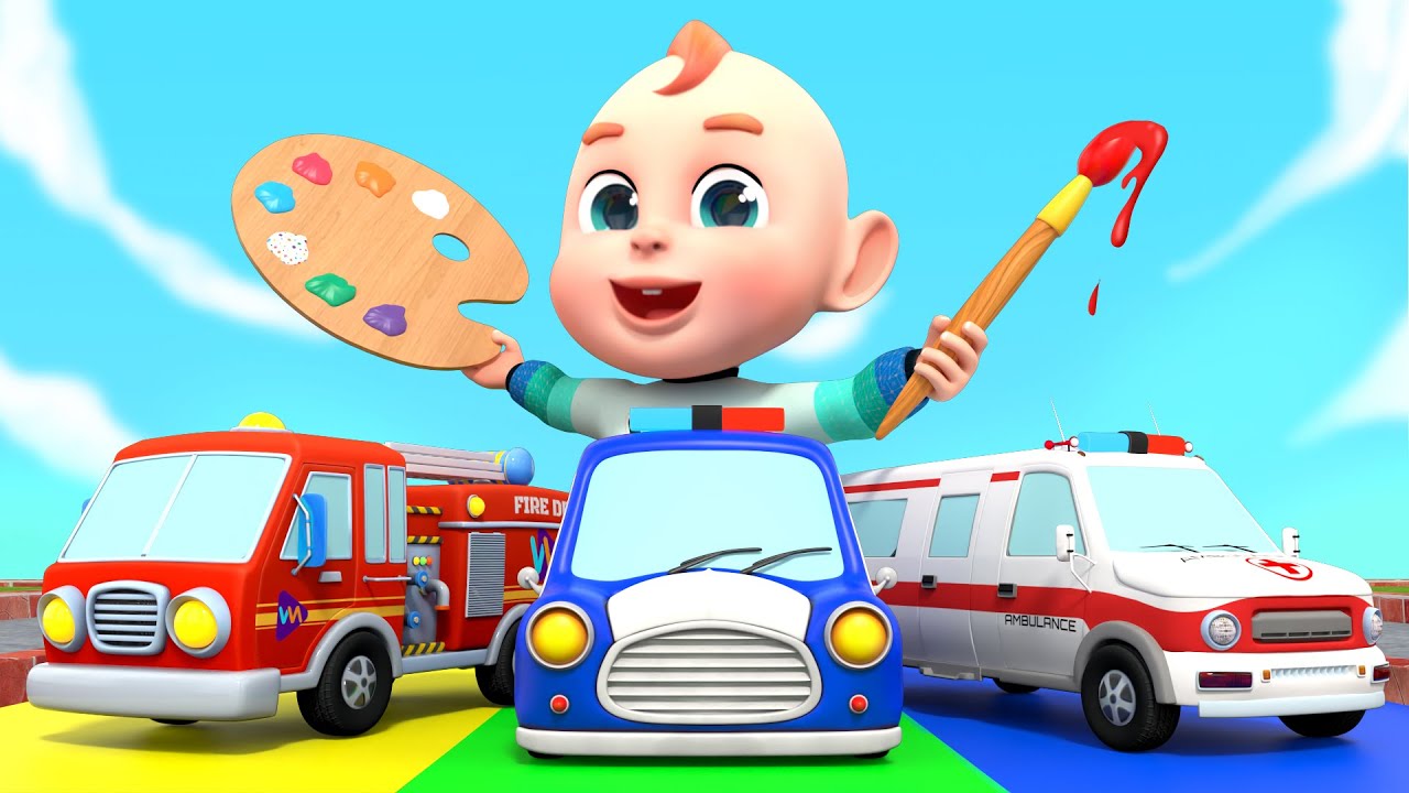 Let’s Color The Toy Cars | Police Car, Ambulance, Firetruck | Learn ...