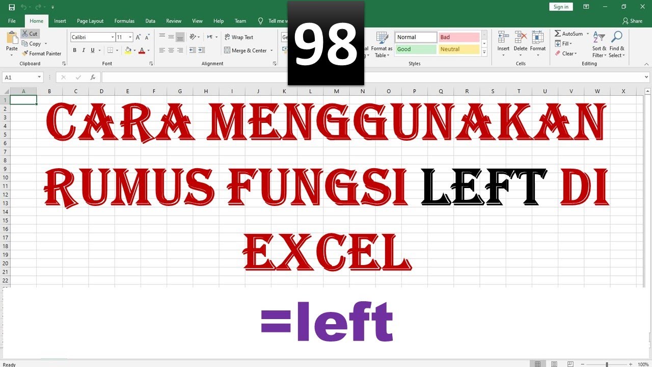 cara menggunakan rumus fungsi left di excel - YouTube