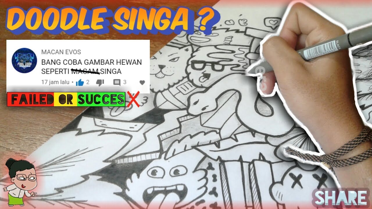 Doodle singa ?||Membuat Doodle art||DoodleKomen - YouTube