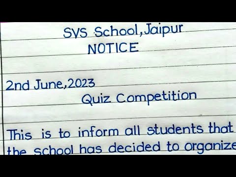 Notice Writing On Quiz Competition ll Quiz Competition Notice In ...