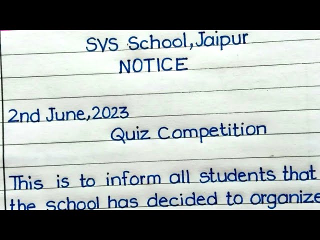 Quiz Contest Notice Notice For District Level Quiz Competition | PDF