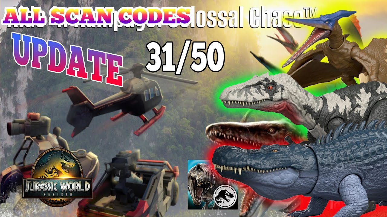 Jurassic World REBIRTH 2025 MATTEL Scan Codes All Dinosaurs UPDATE 31/ ...