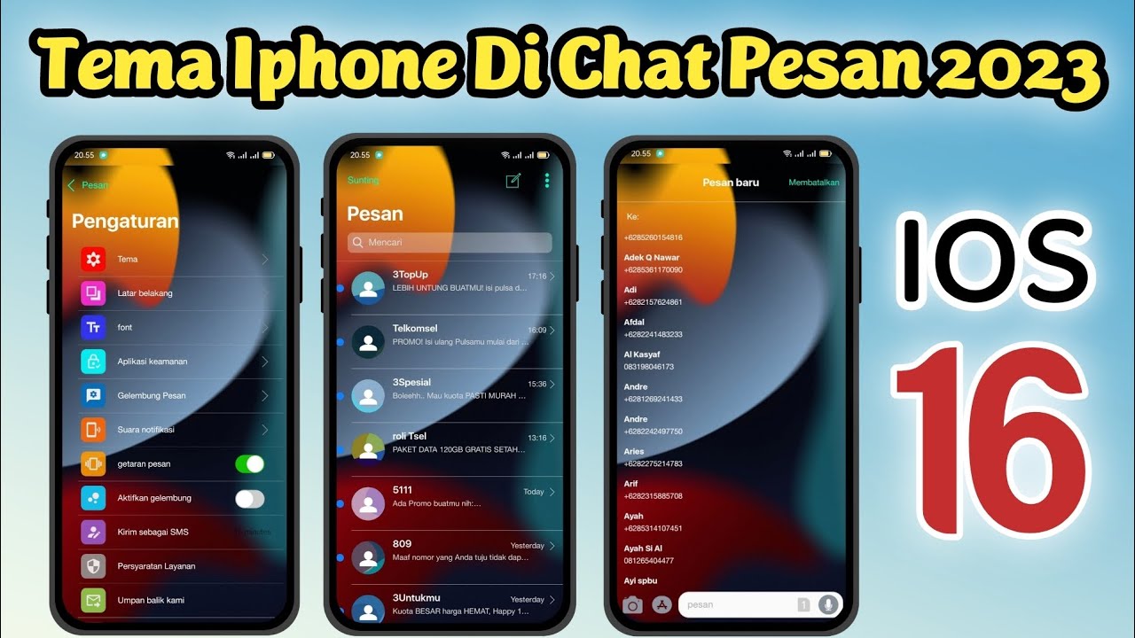 Cara Ganti Tema Iphone IOS Di Aplikasi Pesan Di Hp Android - YouTube