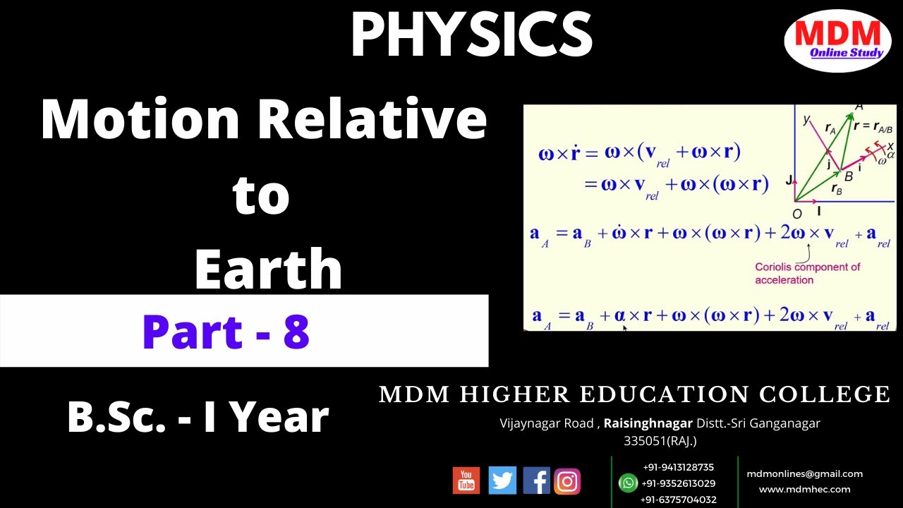 Motion Relative to Earth || B.Sc. 1 st || Part - 8 || By Rajdeep Sir ...