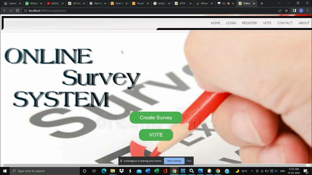 Online Survey System using .jsp, Servlet, java, Tomcat and MySQL - YouTube